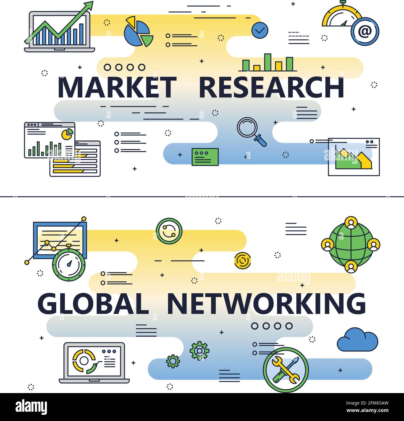 Vector line art market research poster template Stock Vector Image ...