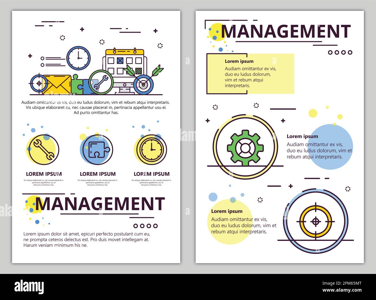 Vector line art management poster banner template Stock Vector Image ...