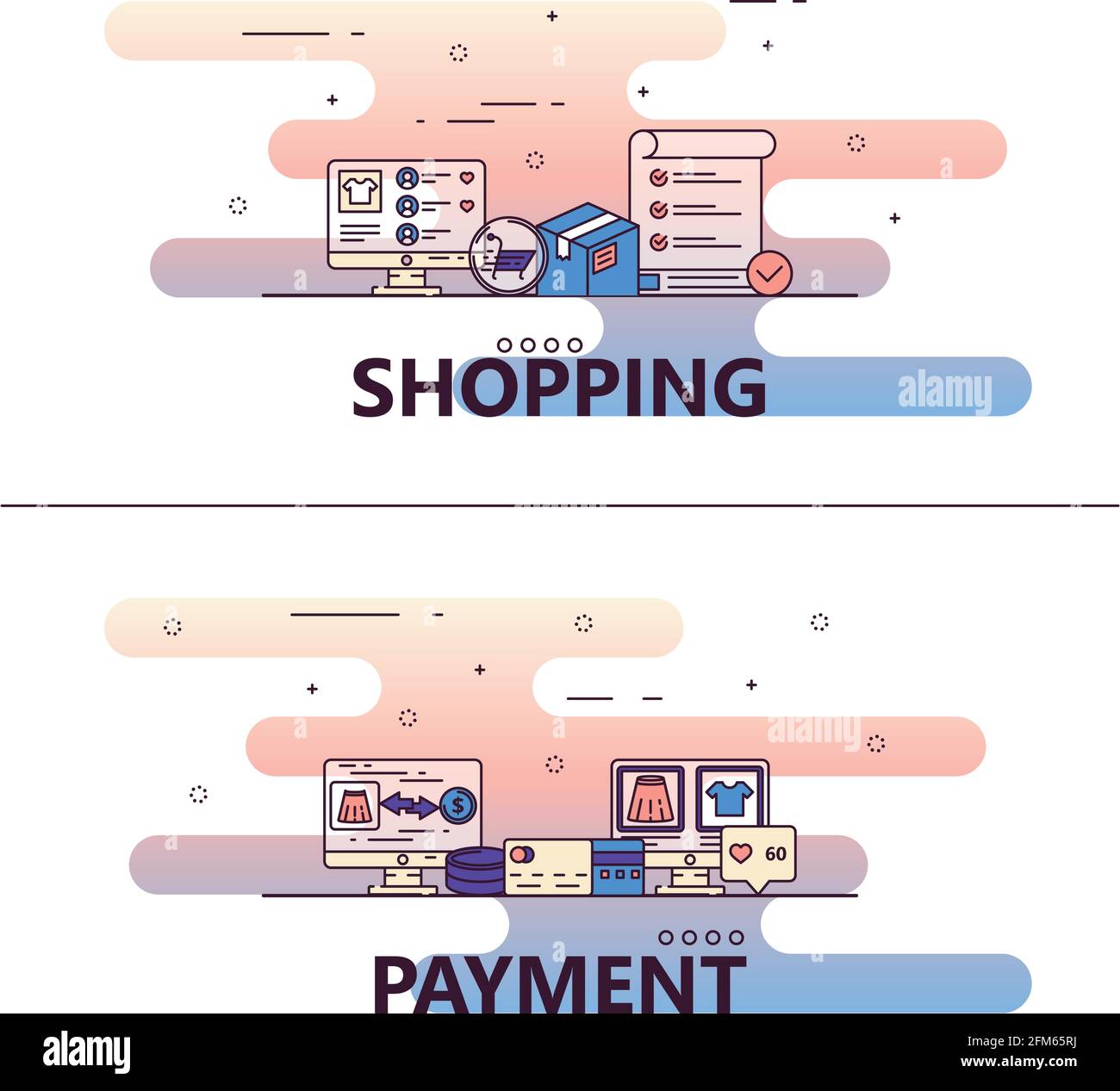 Vector line art shopping poster banner template Stock Vector Image ...
