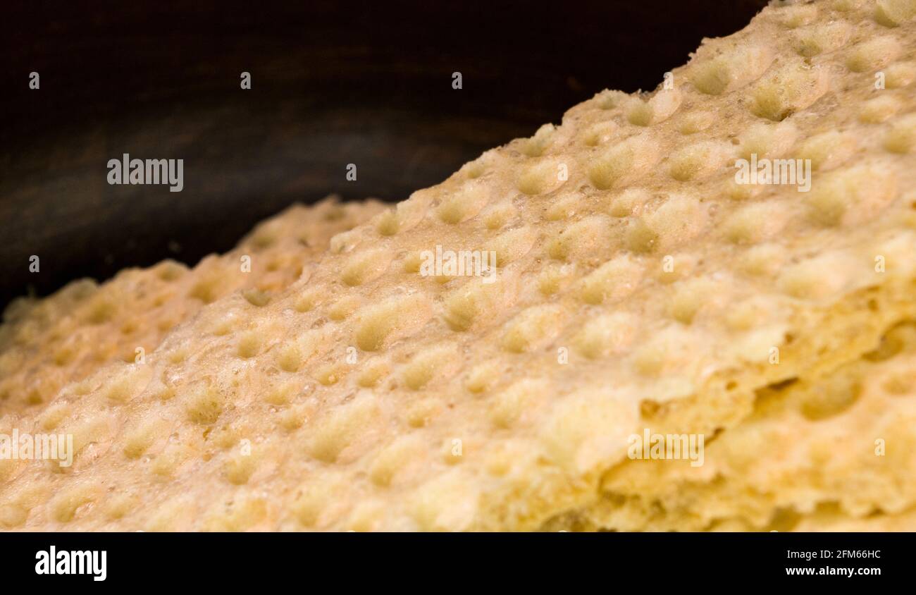 diabetic diet crunches - crispy waffle bread from wheat, texture close ...