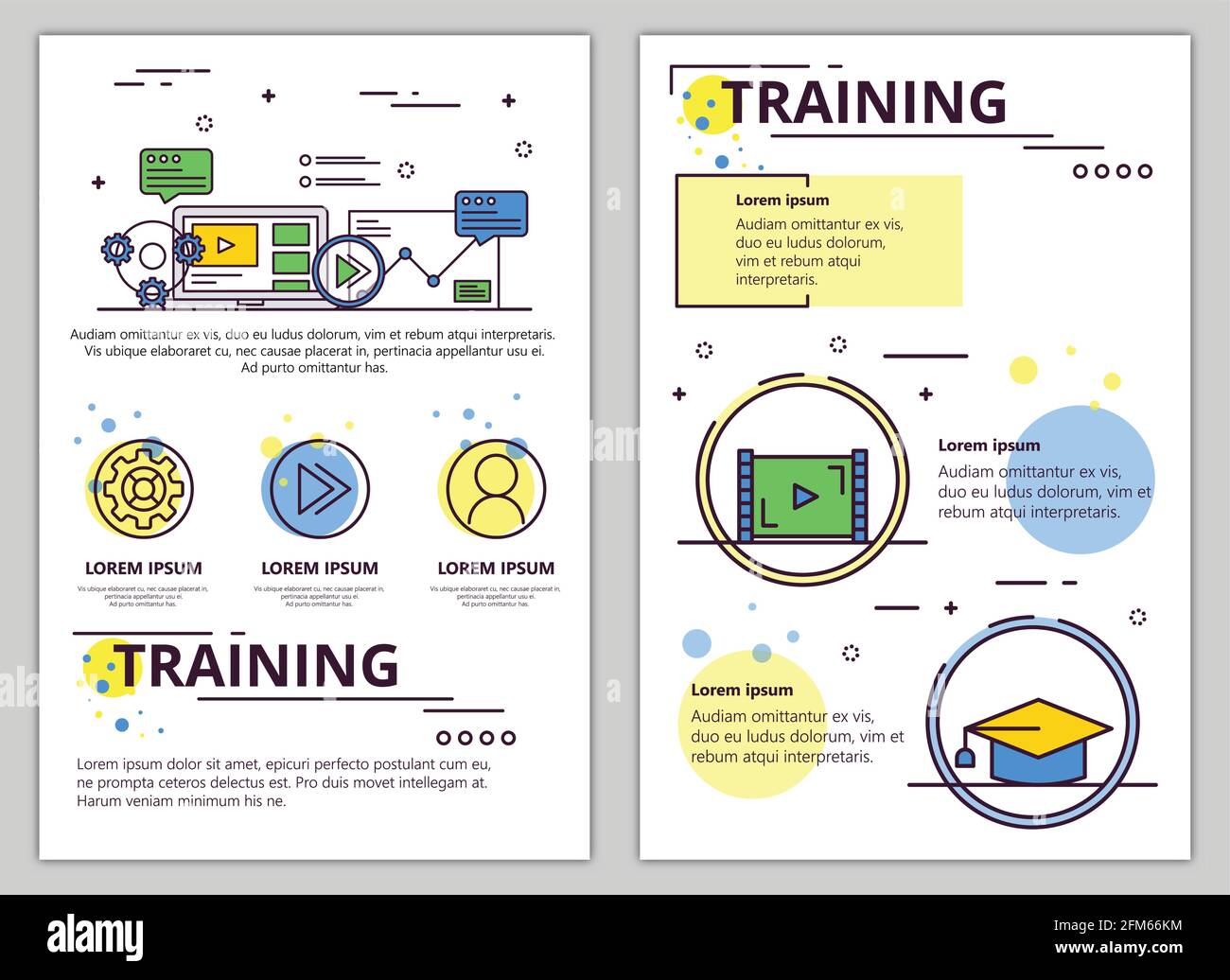 Vector line art training poster, banner template Stock Vector Image ...
