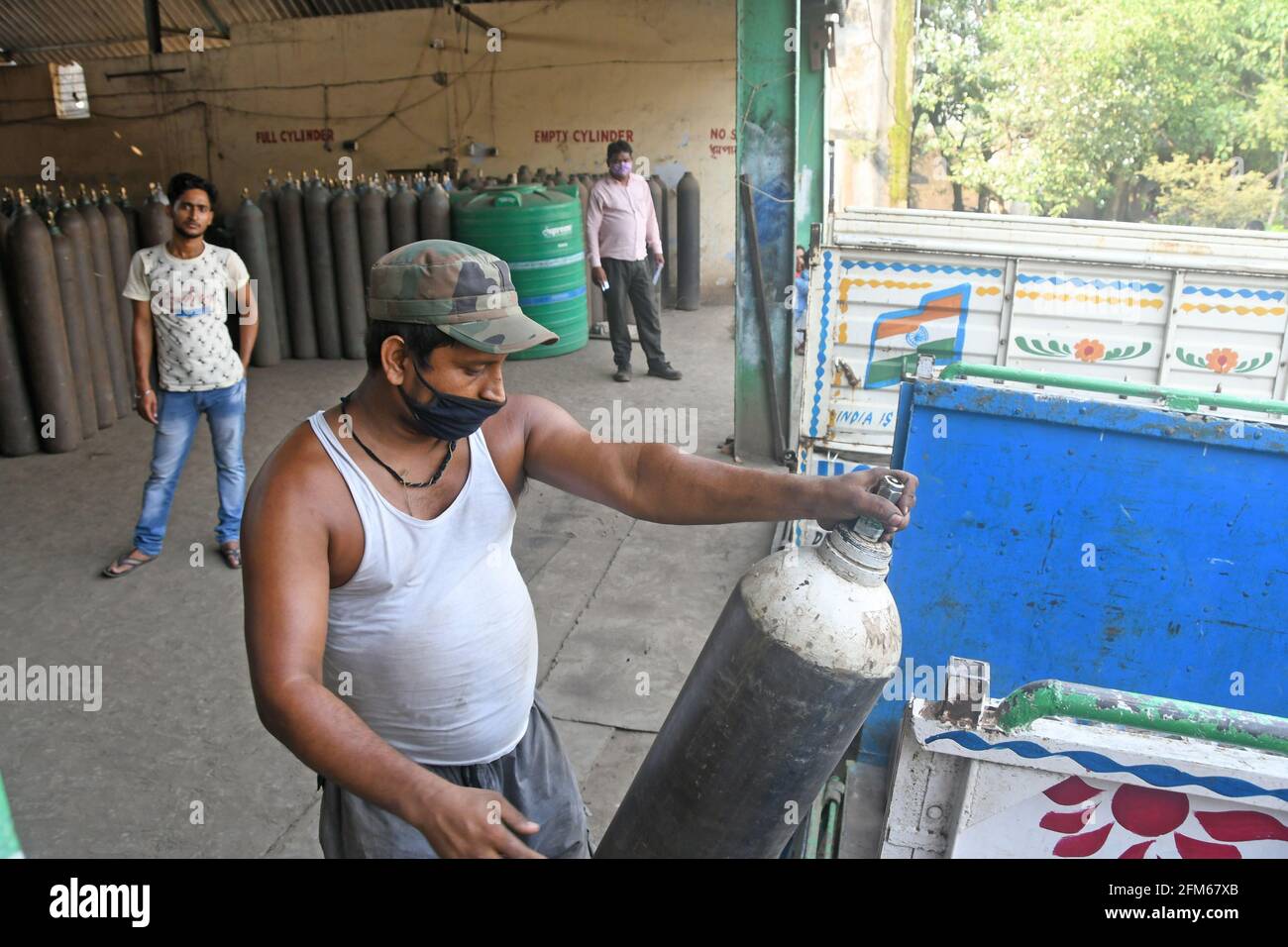 India : Medical oxygen refilling in cylinders is underway at the Oxygen ...