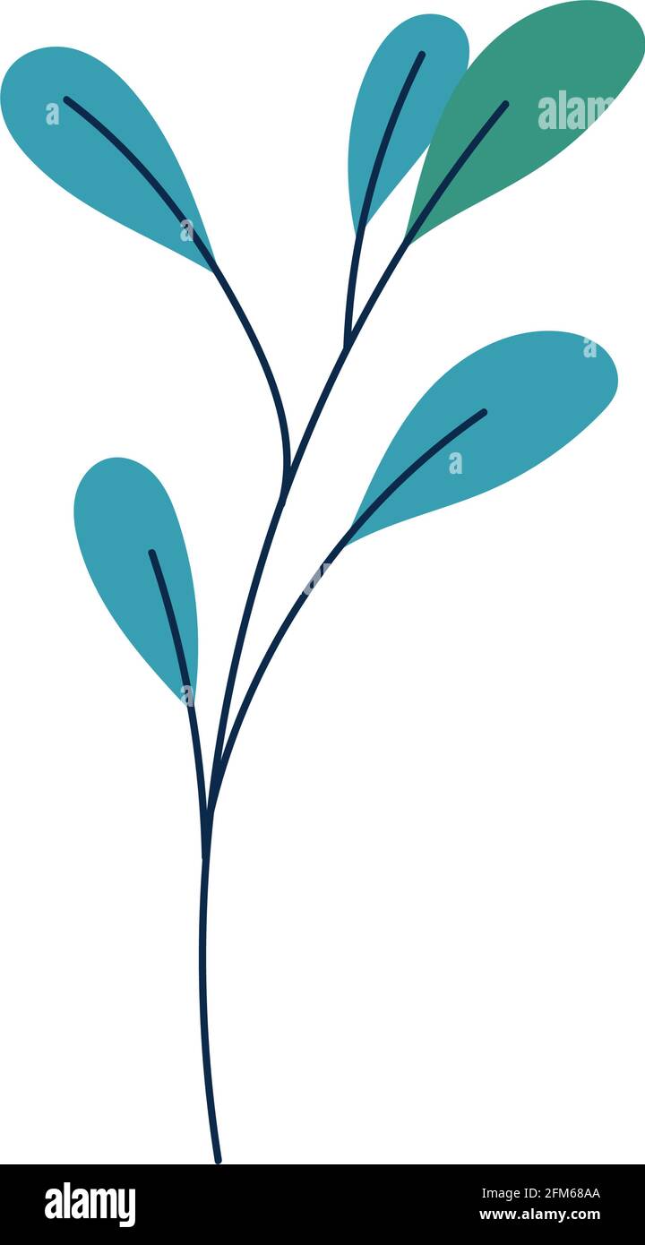 leaves stem foliage cartoon isolated Stock Vector Image & Art - Alamy