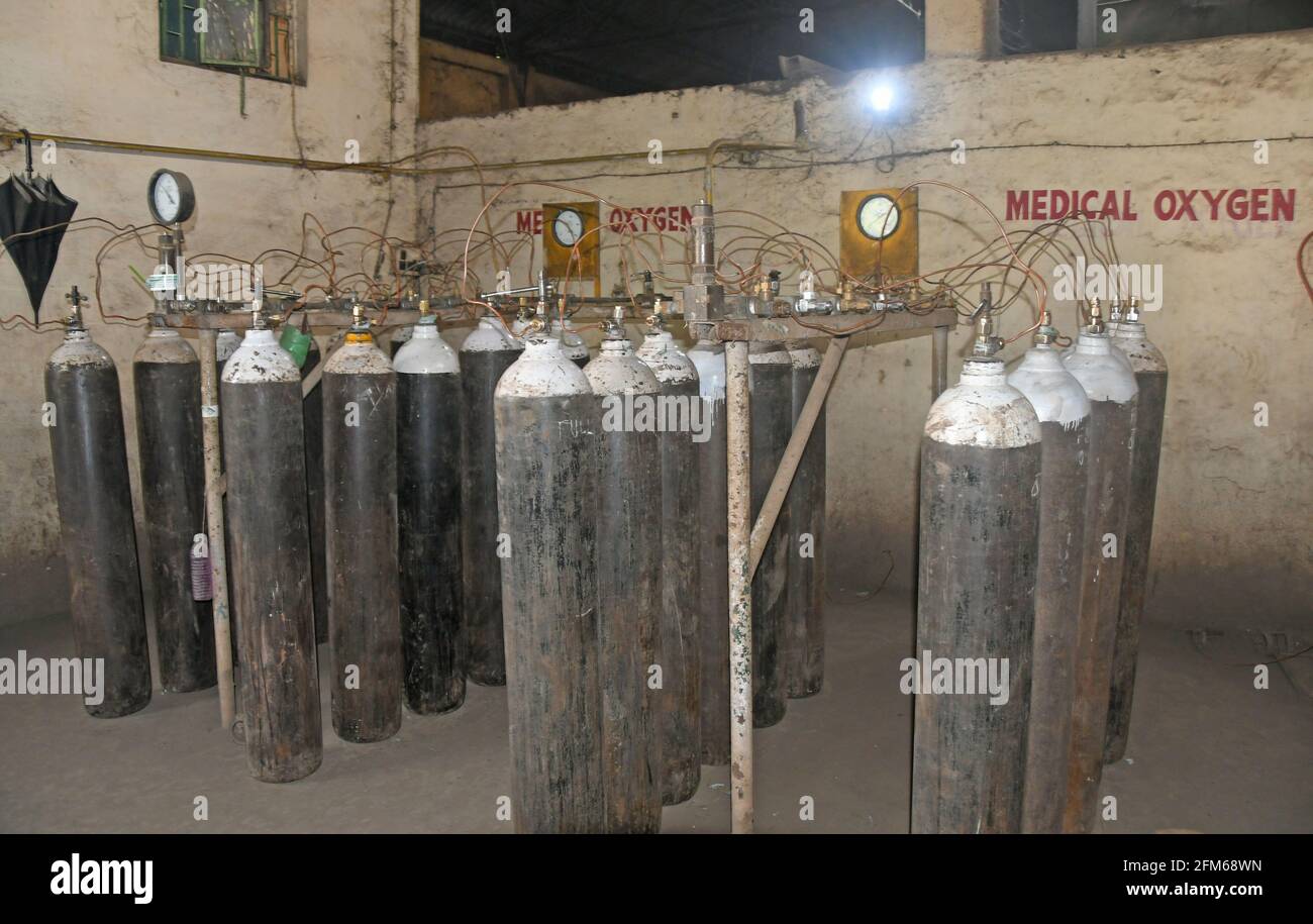 India : Medical oxygen refilling in cylinders is underway at the Oxygen ...