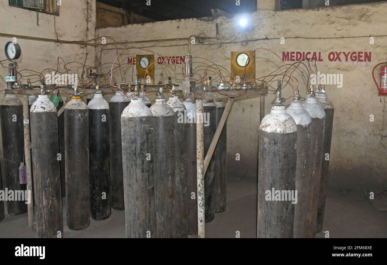 India : Medical oxygen refilling in cylinders is underway at the Oxygen ...