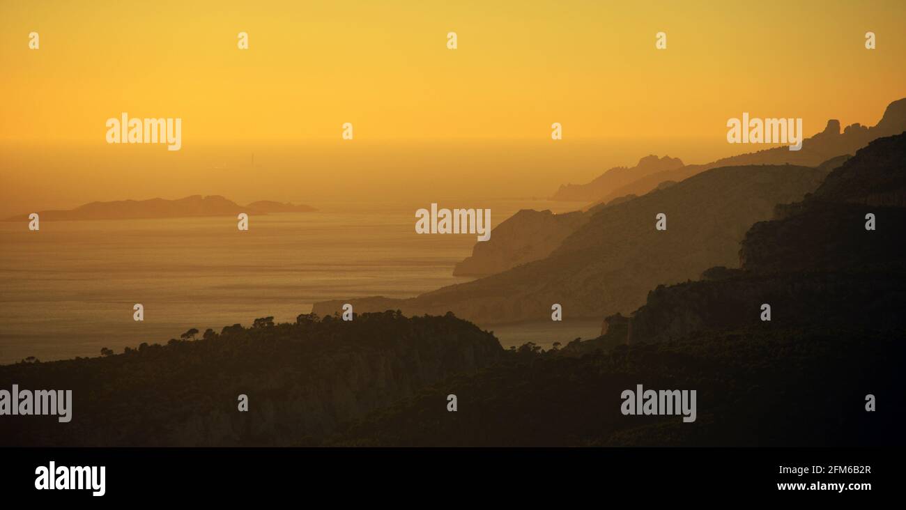 Sunset on the creeks of Cassis Stock Photo - Alamy