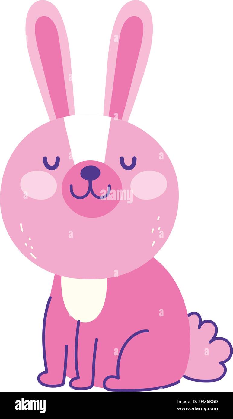 cute pink bunny cartoon isolated Stock Vector Image & Art - Alamy