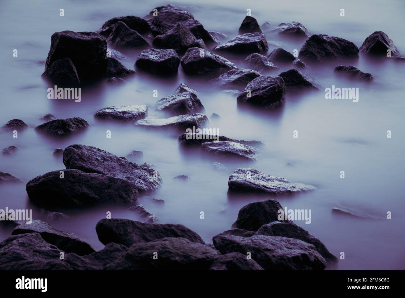 Beautiful stream flowing in motion. Natural background. Toning an image ...