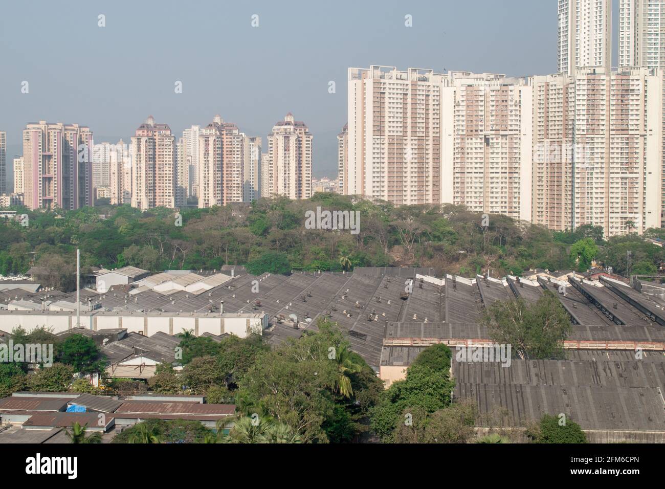 Rural to urban development of mumbai ,Maharashtra with trees and ...