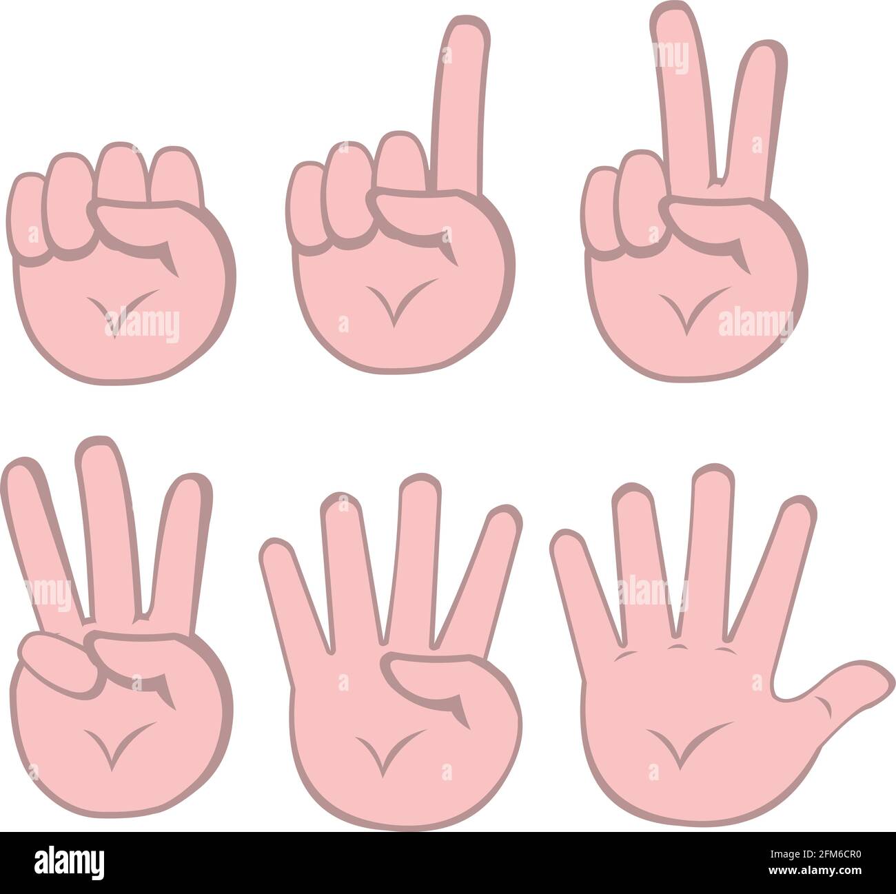 Vector illustration of emoticons of hands counting to number five Stock ...