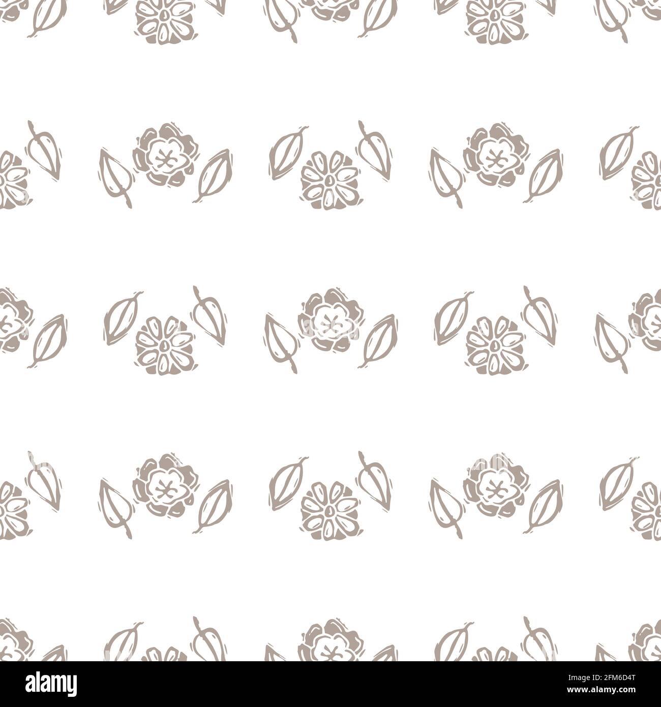 Seamless minimalist doodle floral pattern background. Calm boho earthy ...