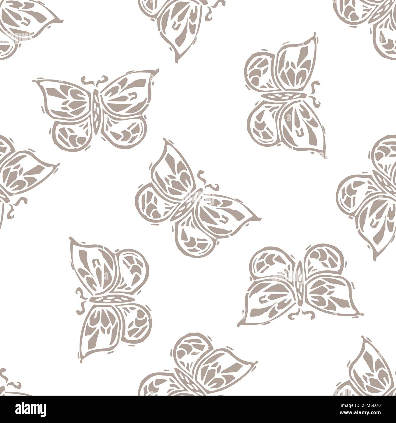 Seamless minimalist doodle butterfly pattern background. Calm boho ...
