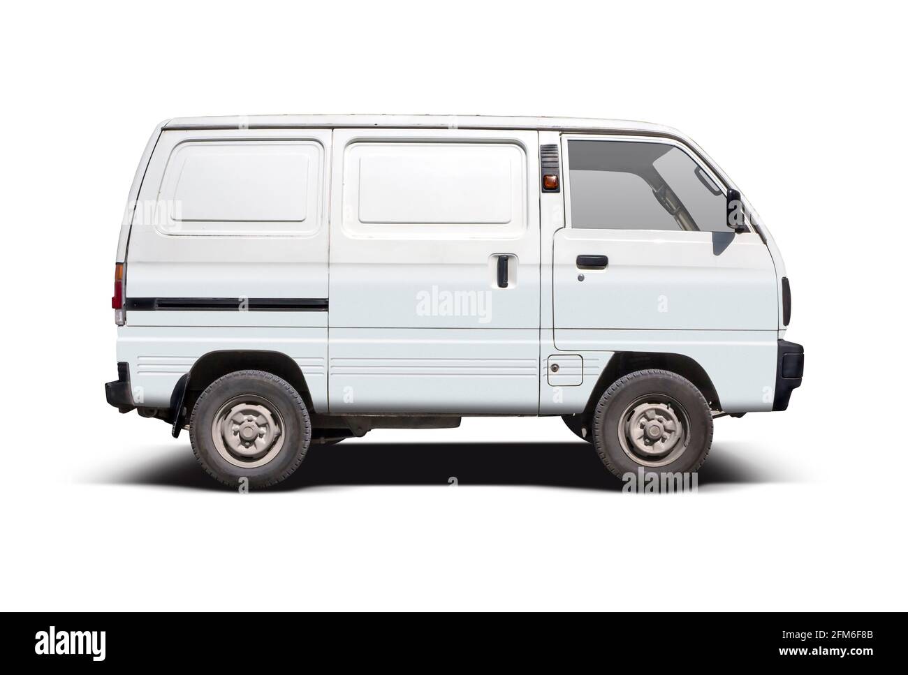 White van side isolated on white background Stock Photo - Alamy