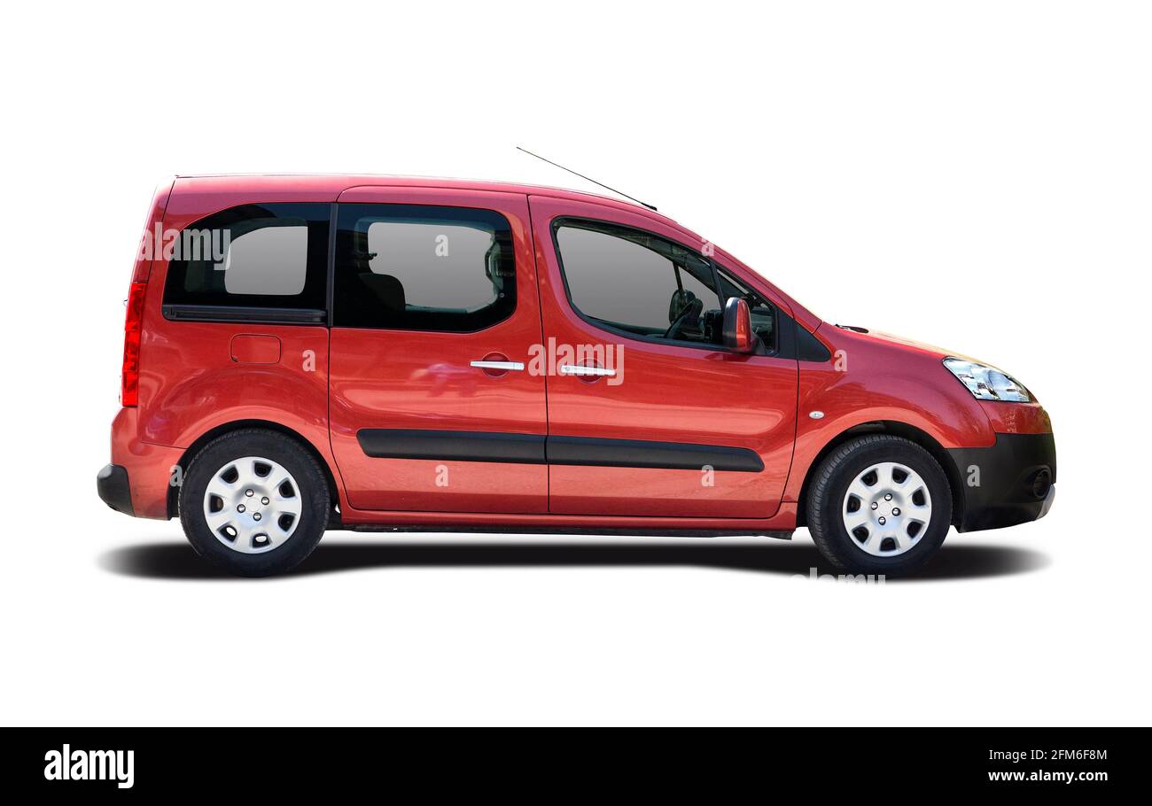 French MPV car side view isolated on white background Stock Photo - Alamy
