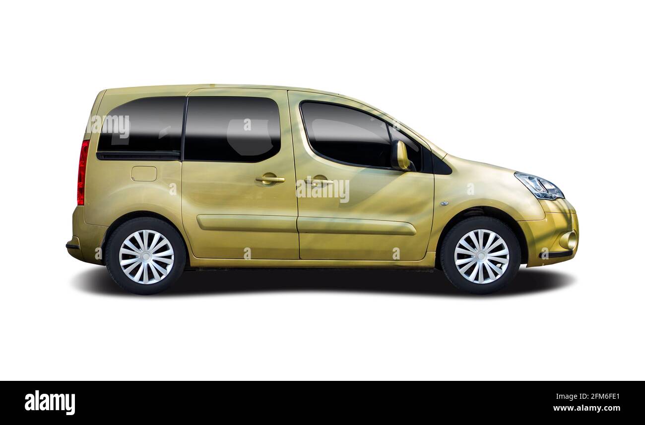 French MPV car side view isolated on white background Stock Photo - Alamy