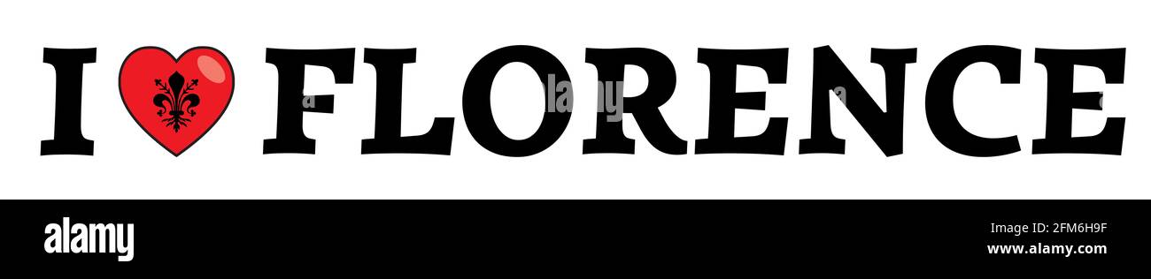 Florence city logo with red heart Stock Photo - Alamy