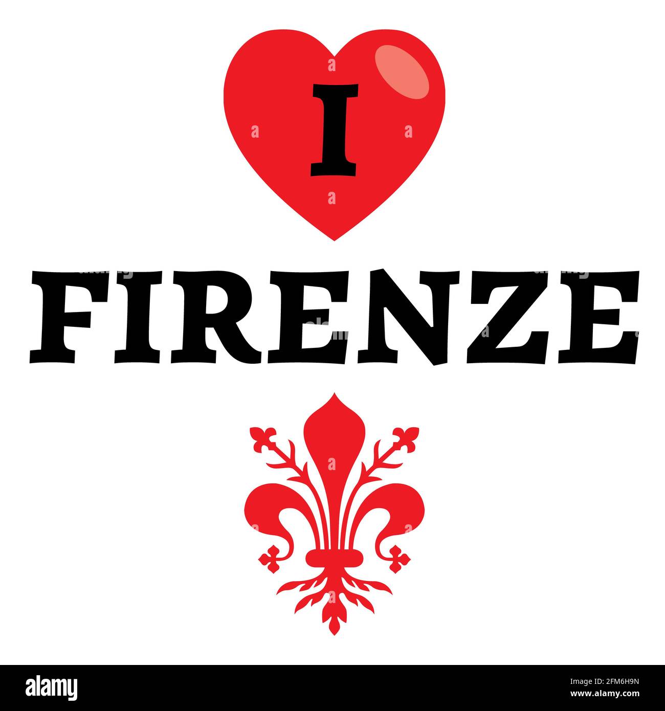 Florence city logo with red heart Stock Photo - Alamy