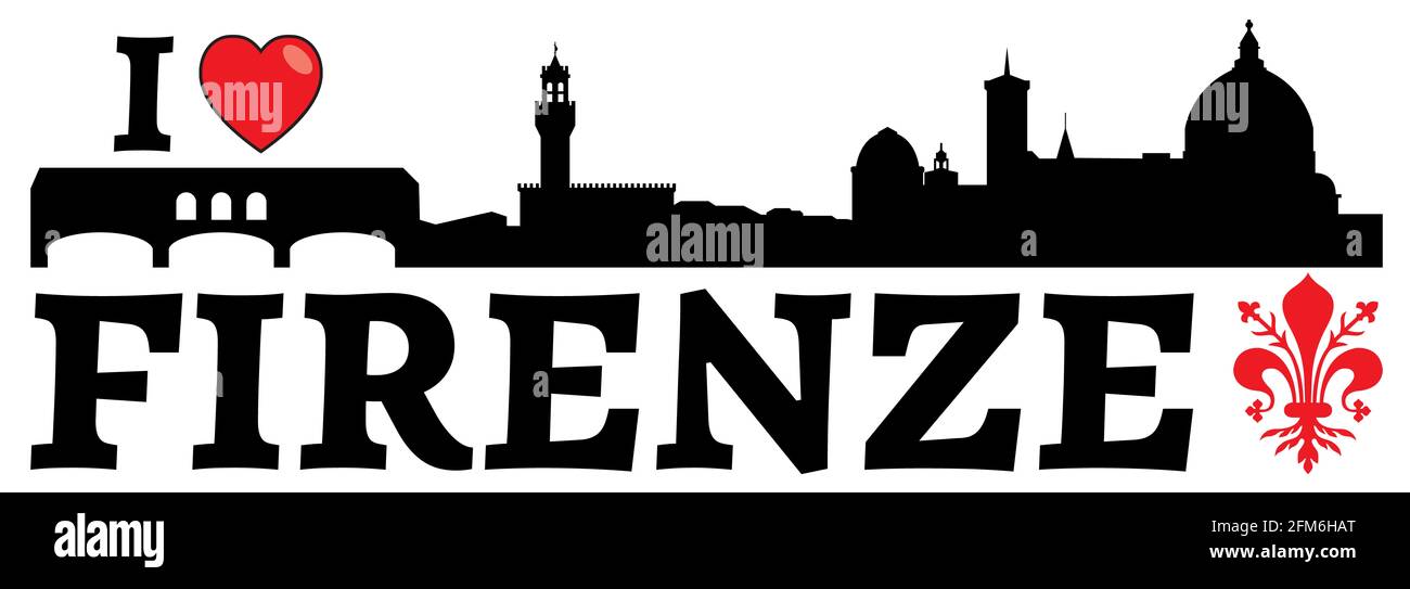 Florence city logo with red heart Stock Photo - Alamy