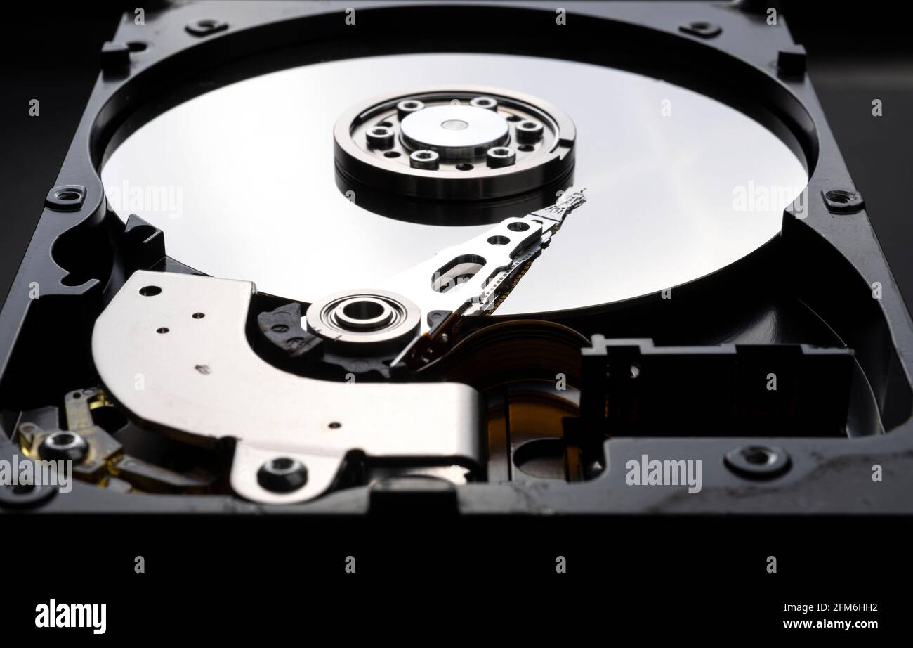 Closeup of a computer hard disk interior parts Stock Photo - Alamy