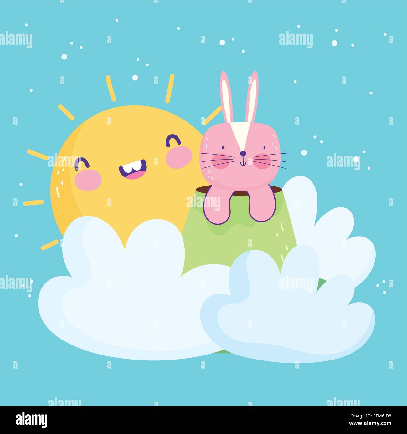 cute bunny sun clouds cartoon Stock Vector Image & Art - Alamy