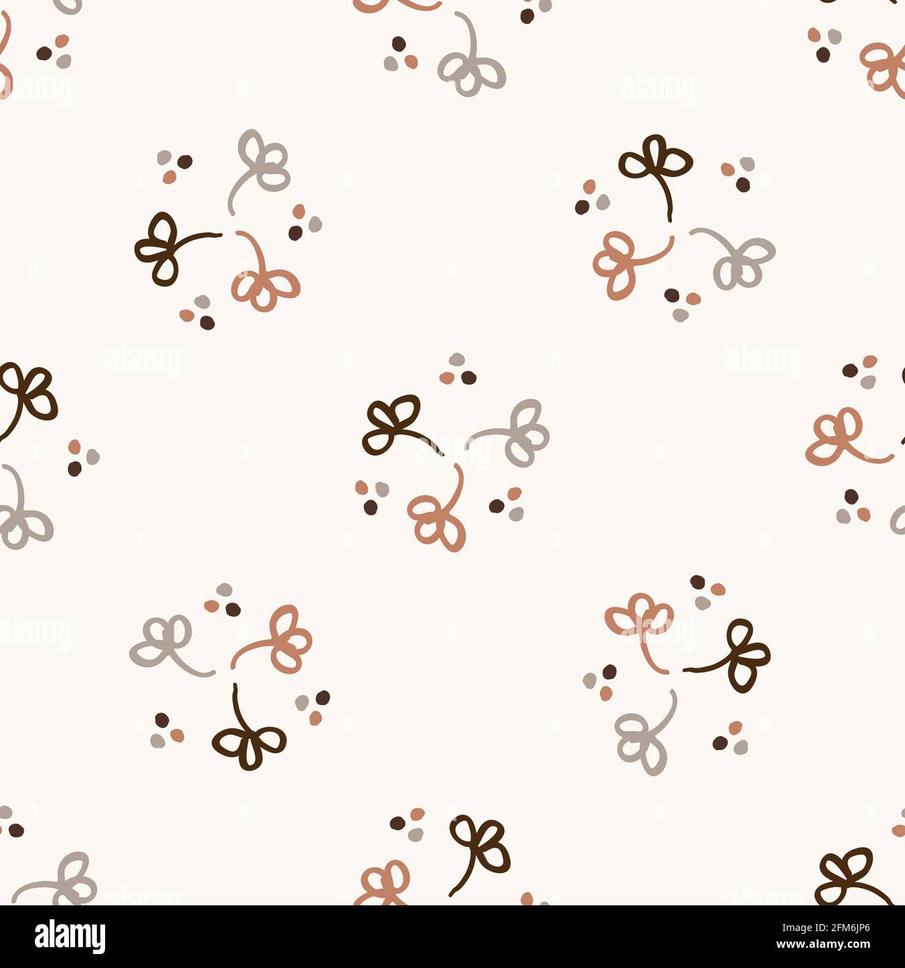 Seamless minimalist doodle floral pattern background. Calm boho earthy ...