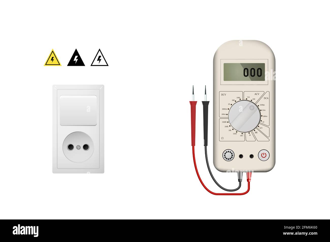 Realistic white multimeter for measuring current and voltage Stock ...
