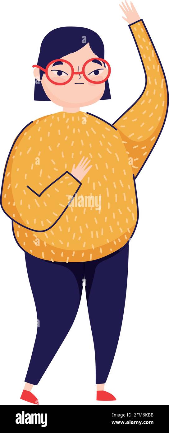 girl waving hand cartoon isolated Stock Vector Image & Art - Alamy