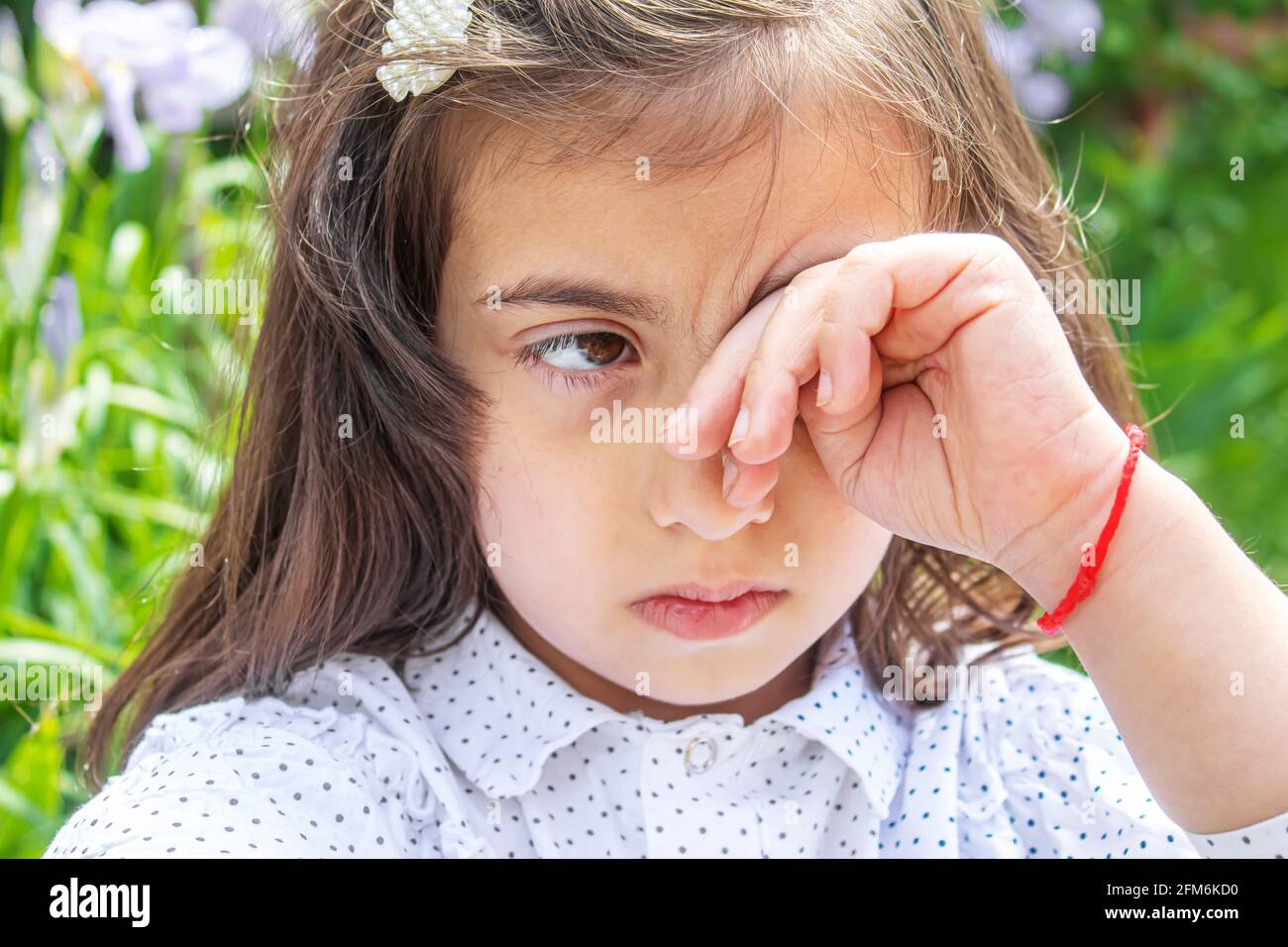 Seasonal allergy in a child. Coryza. Selective focus. people Stock ...