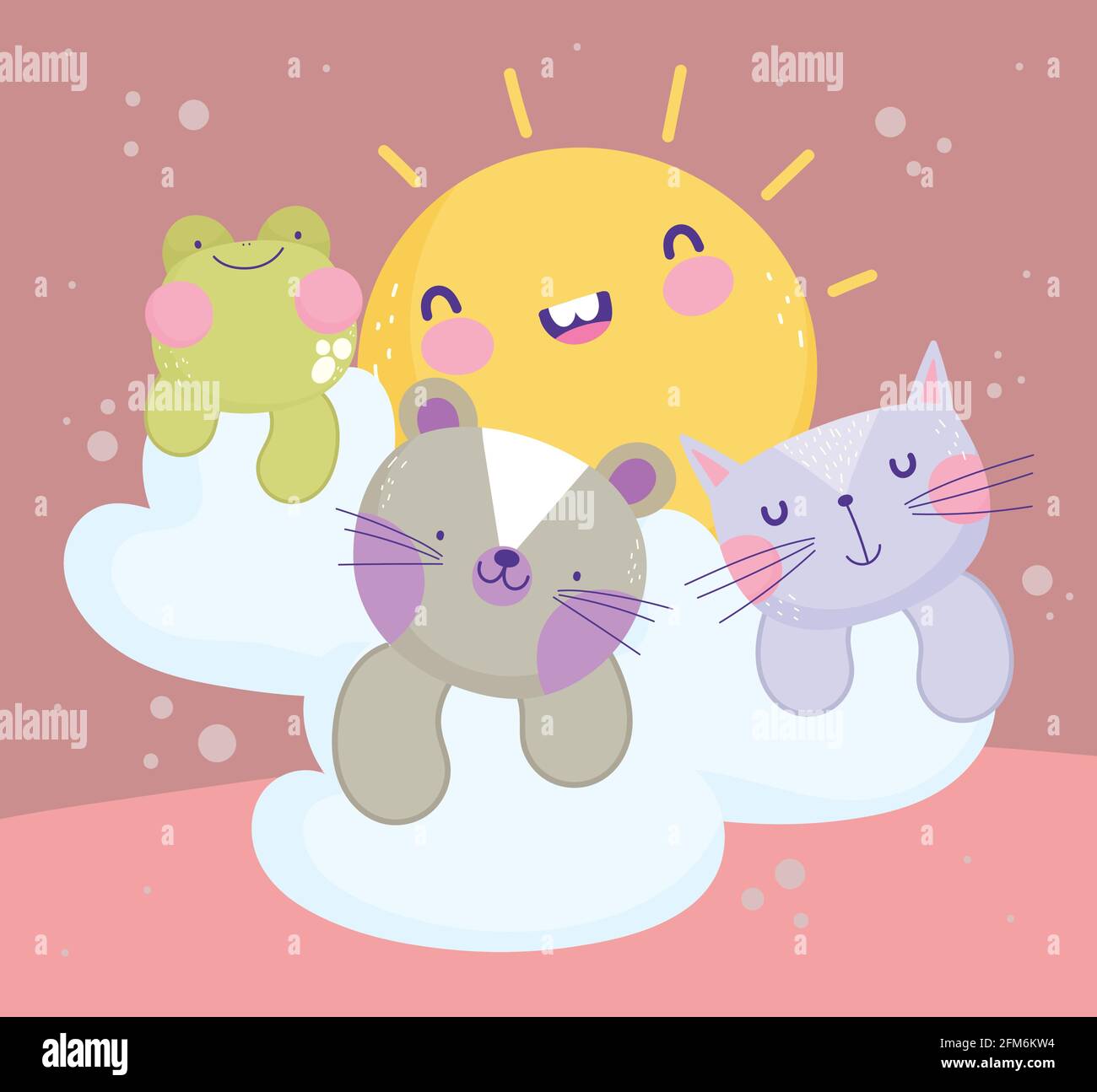 cat frog raccoon sun clouds cartoon Stock Vector Image & Art - Alamy