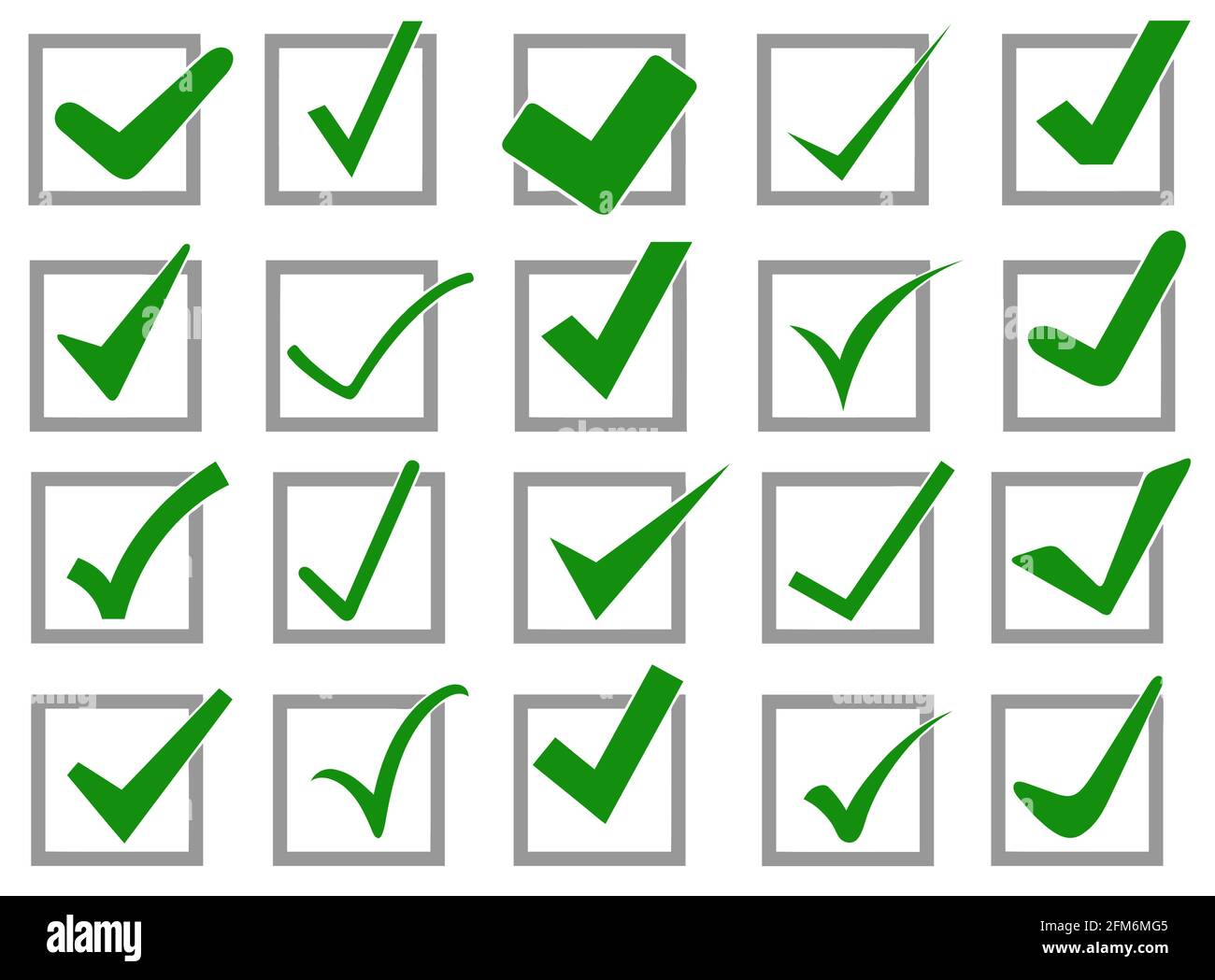 Illustration of different check mark icons in boxes isolated on white ...