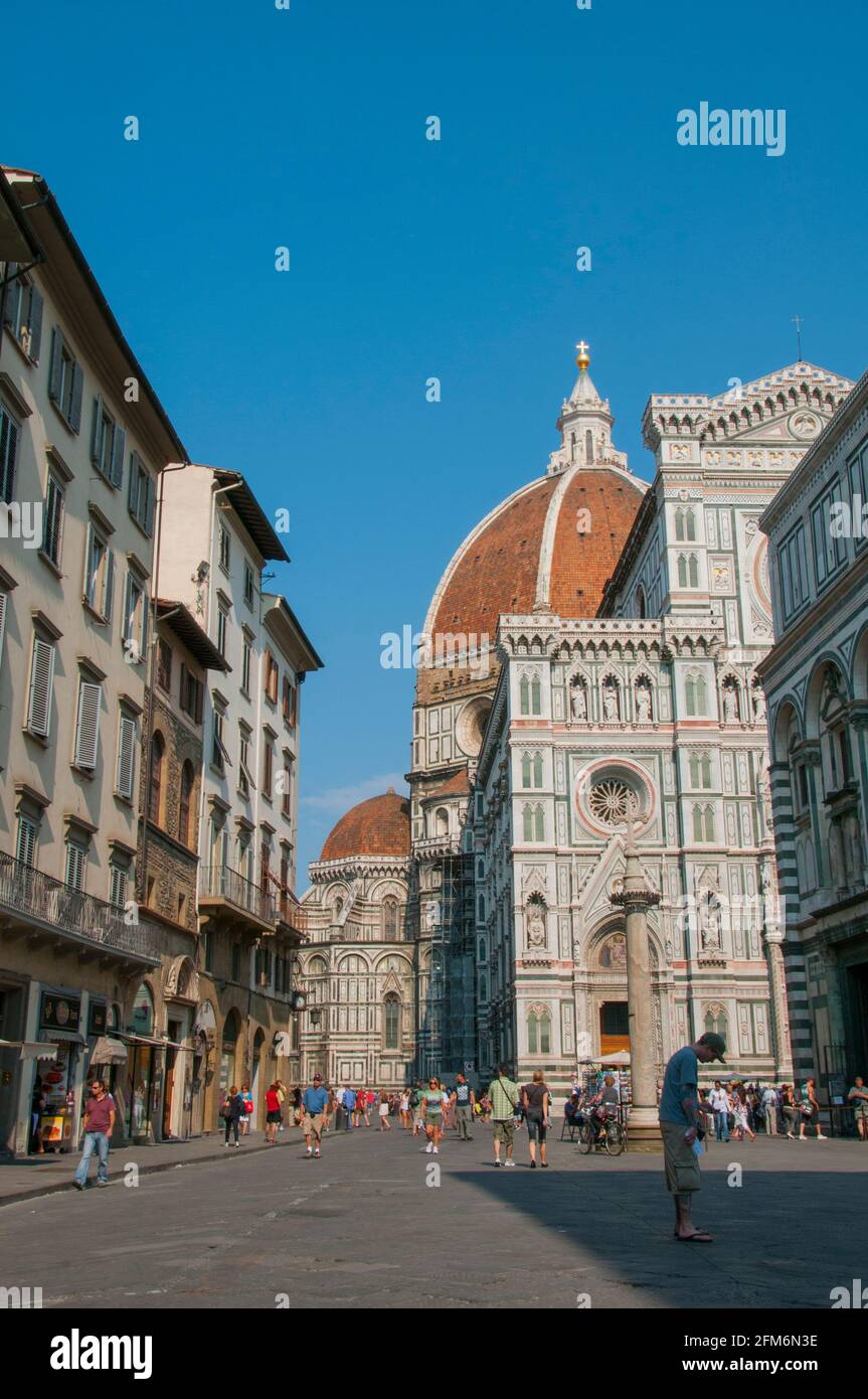 The typical Italian Gothic building, the Cathedral of Florence, is ...
