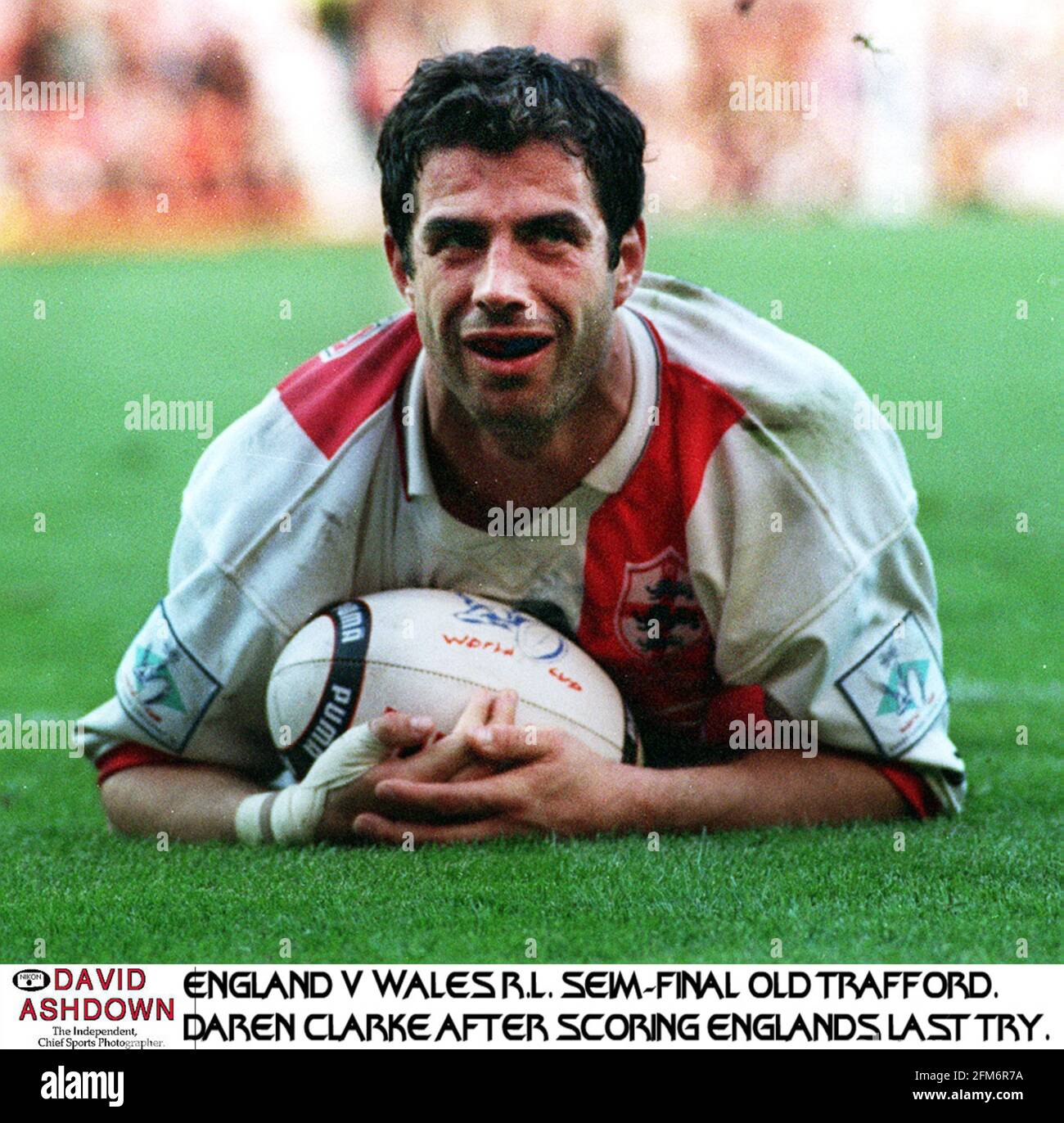 Darren Clarke after scoring Englands last try against Wales during the ...