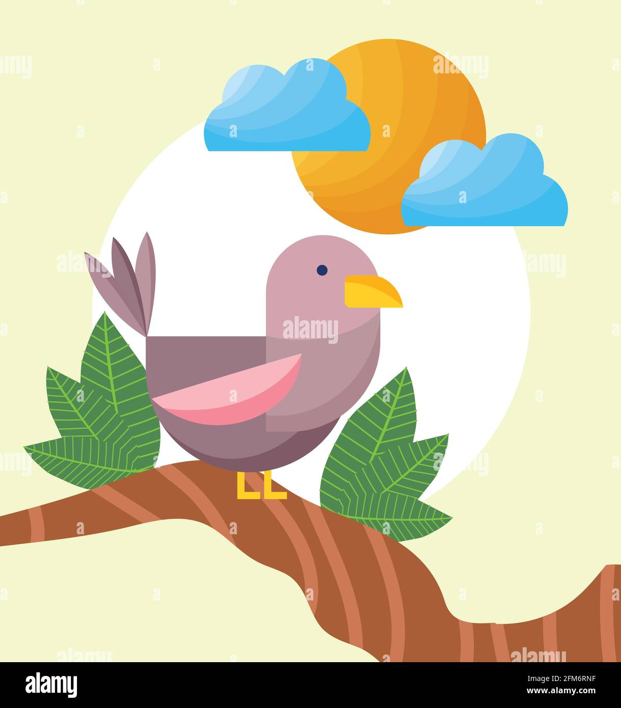 bird on branch tree sky cartoon Stock Vector Image & Art - Alamy