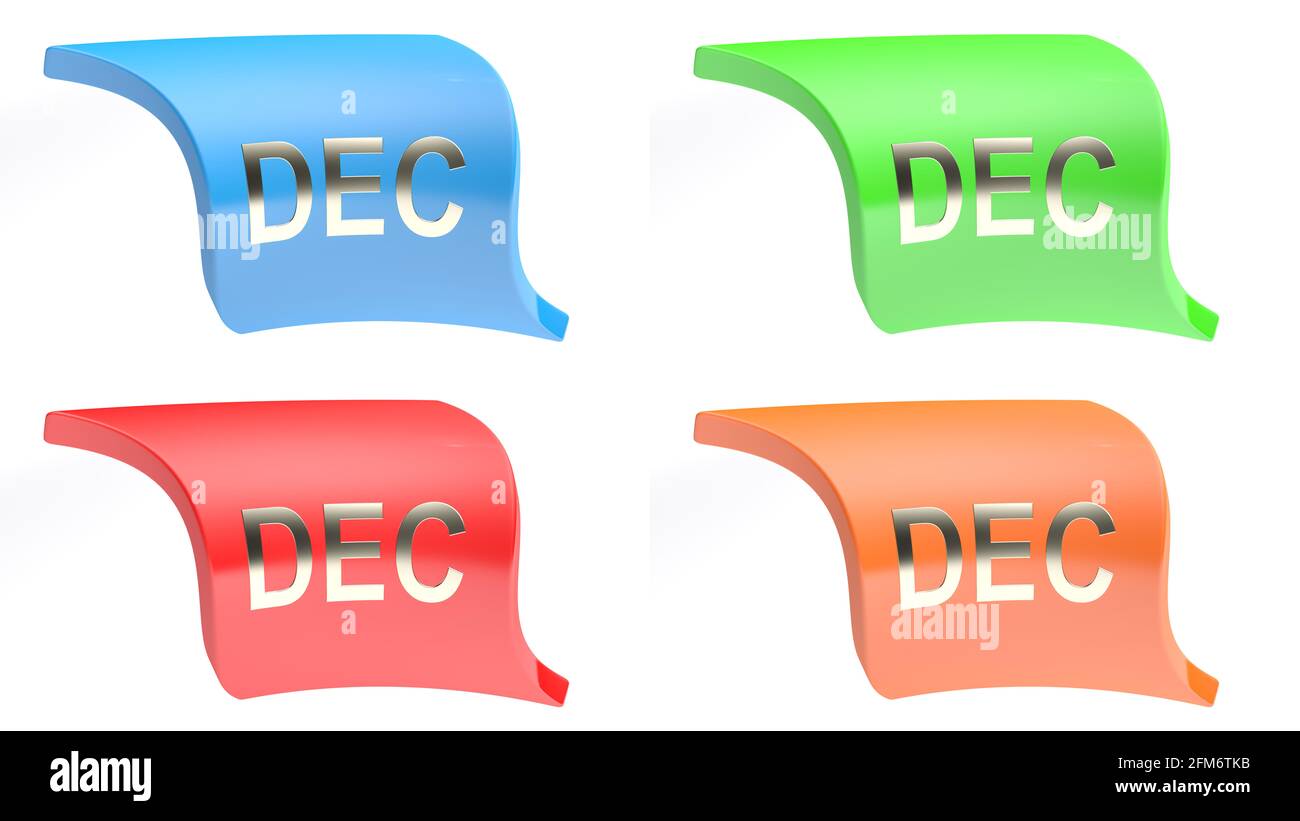DEC for DECEMBER colorful icon set - 3D rendering illustration Stock ...