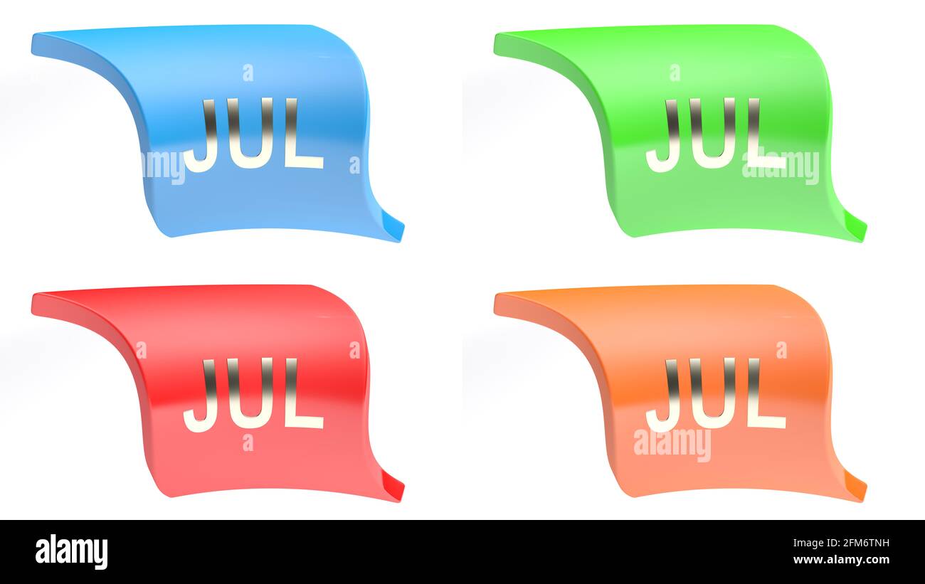 JUL for JULY colorful icon set - 3D rendering illustration Stock Photo ...