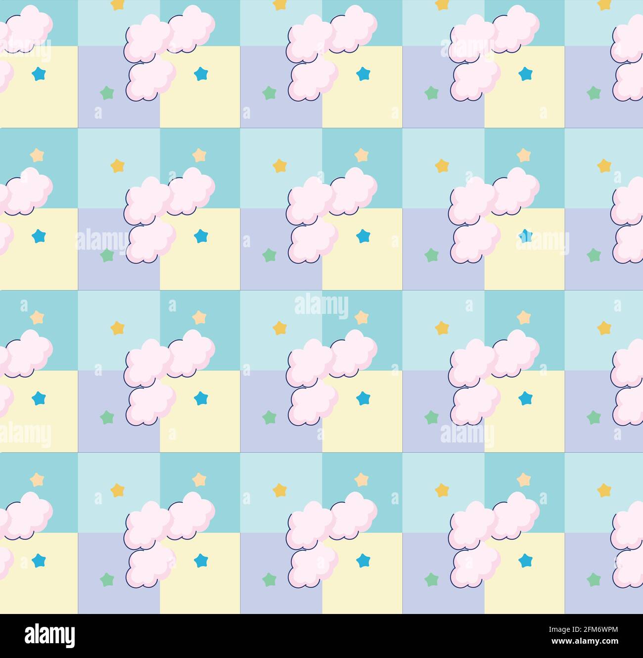 cute clouds stars squares pattern Stock Vector Image & Art - Alamy