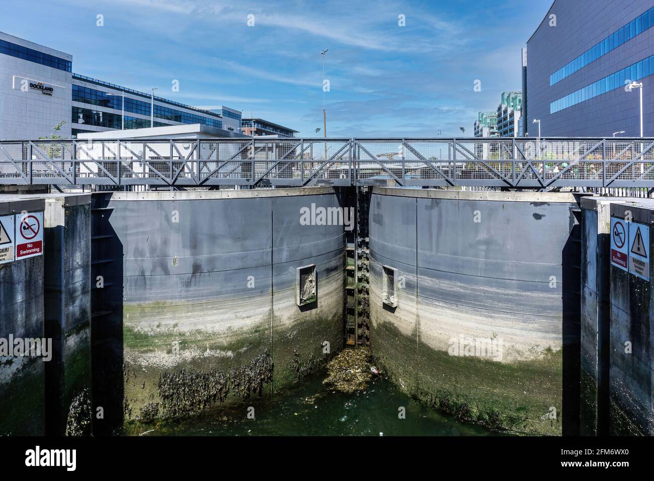 The River Liffey flood gates at Spencer Dock on the north quays of ...