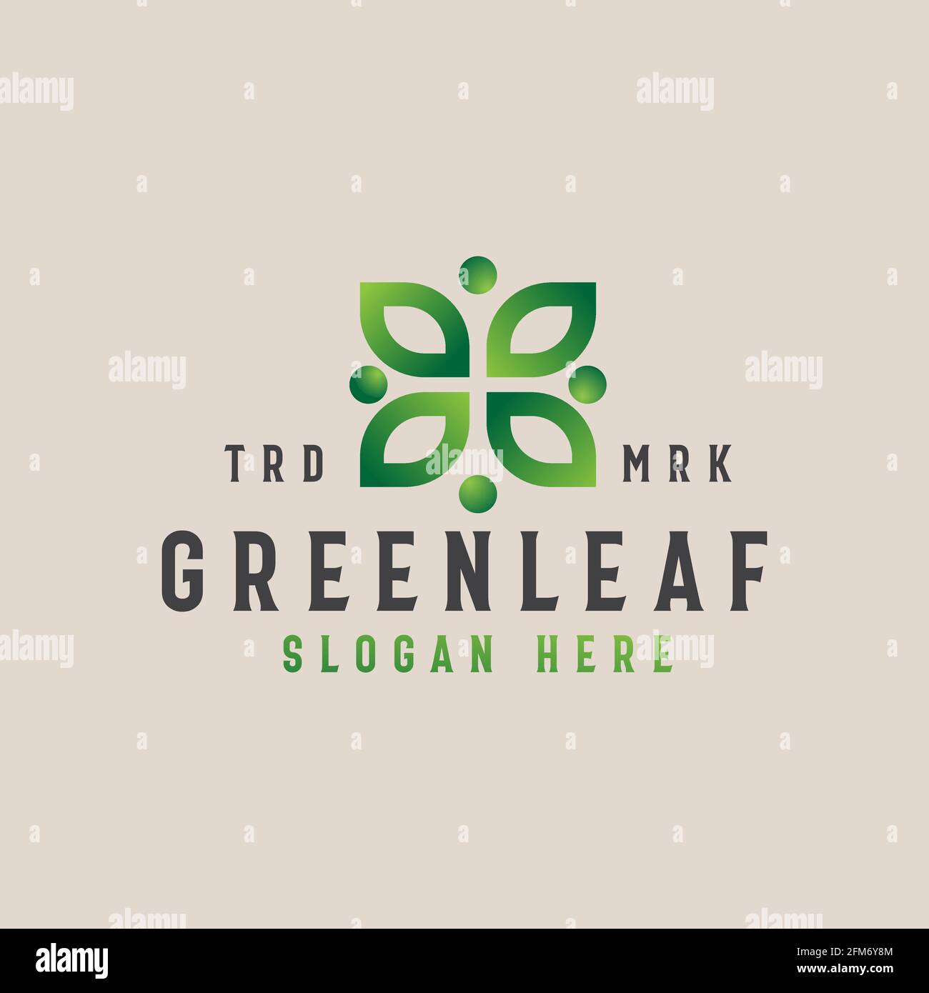 Green Leaf Logo Template with Green Gradient Color. Vector Illustration Stock Vector Image & Art ...