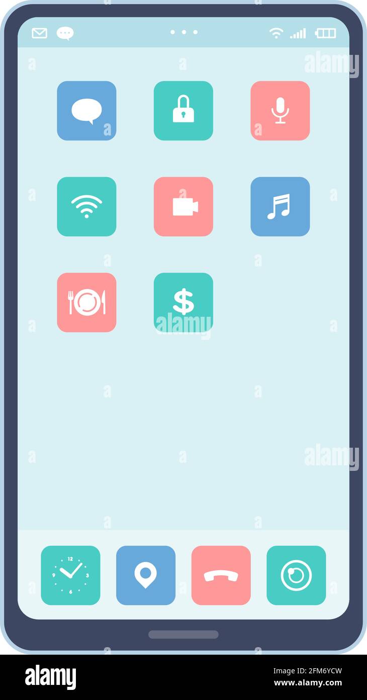 Smartphone home screen. Vector illustration that is easy to edit Stock ...