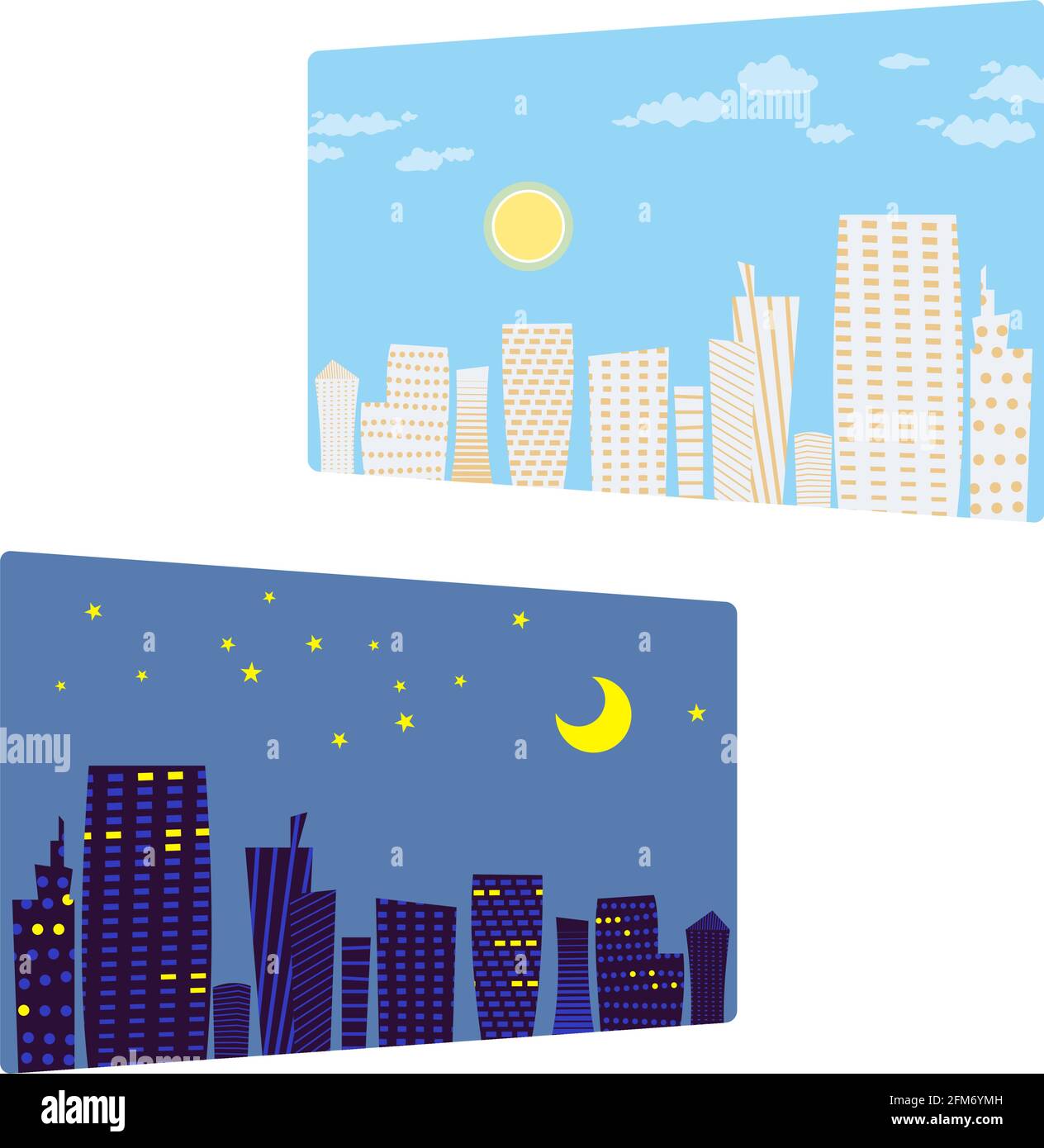 Day and night cityscape.Vector illustration that is easy to edit Stock ...