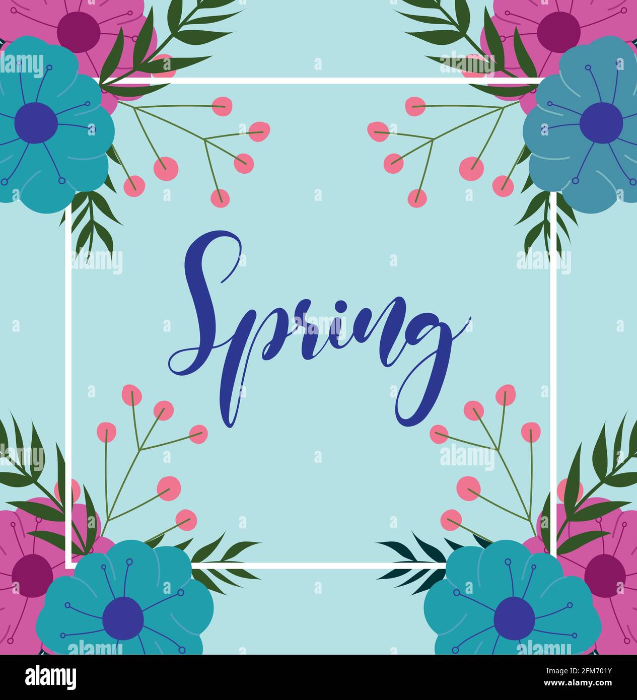 spring text flowers frame decoration Stock Vector Image & Art - Alamy
