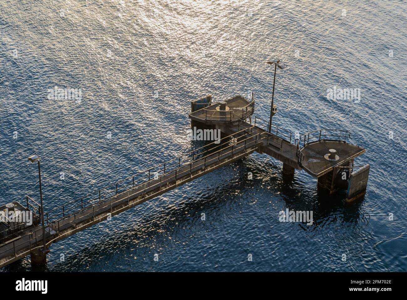 Birds eye view of jetty in Caribbean ocean Stock Photo - Alamy
