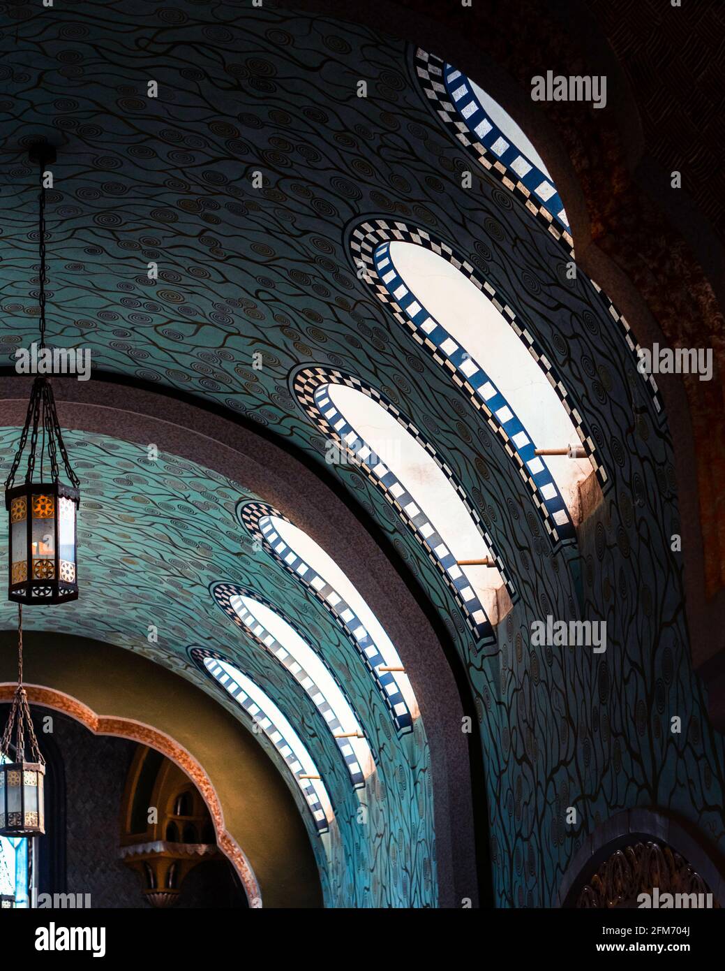 Inside of a building with arch windows Stock Photo - Alamy