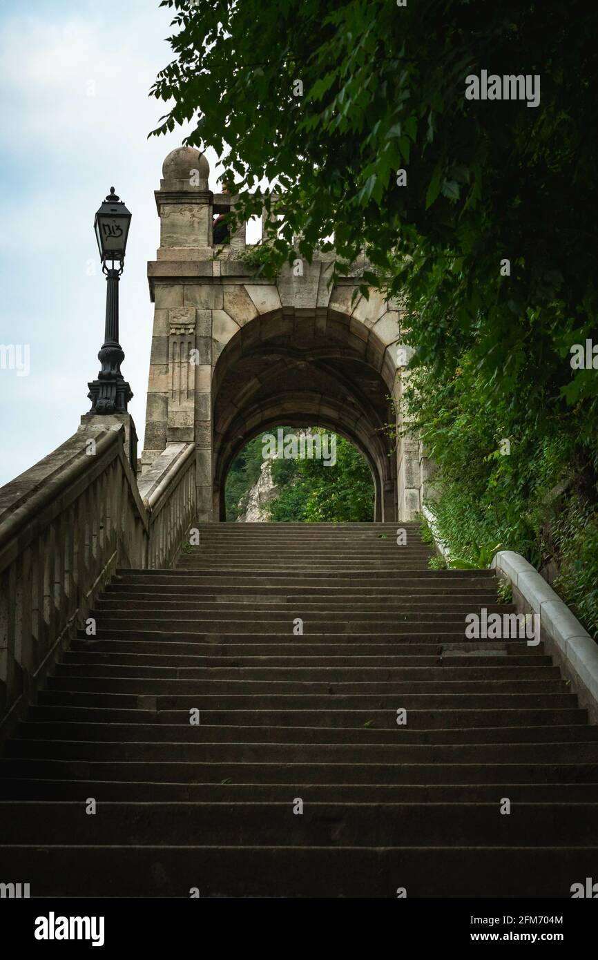 Statue of the Christian martyr Saint Gellert on Gellert Hegy on the ...