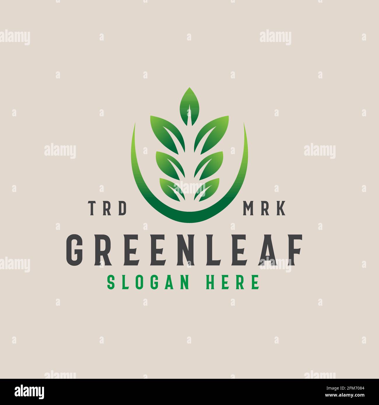 Green Leaf Logo Template with Green Gradient Color. Vector Illustration Stock Vector Image & Art ...