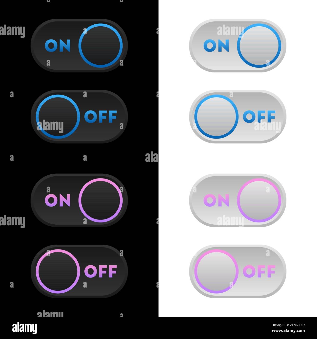 Icon set multi colored button in flat style. Easy editable vector ...