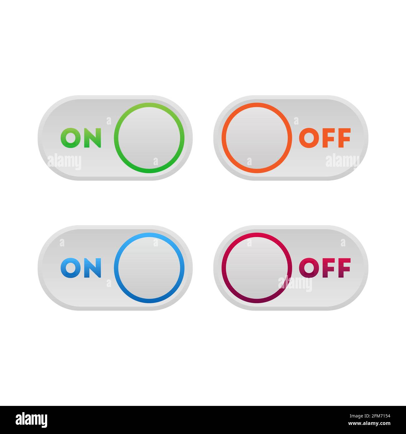 Icon set multi colored button in flat style. Easy editable vector ...