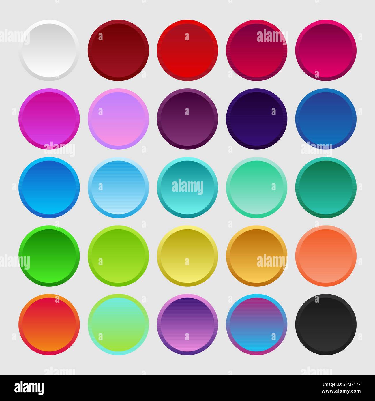 Icon set multi colored button in flat style. Easy editable vector ...