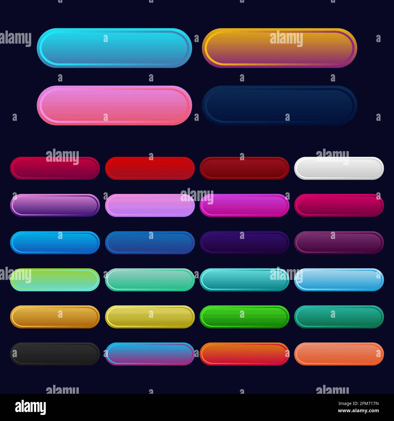 Icon set multi colored button in flat style. Easy editable vector ...