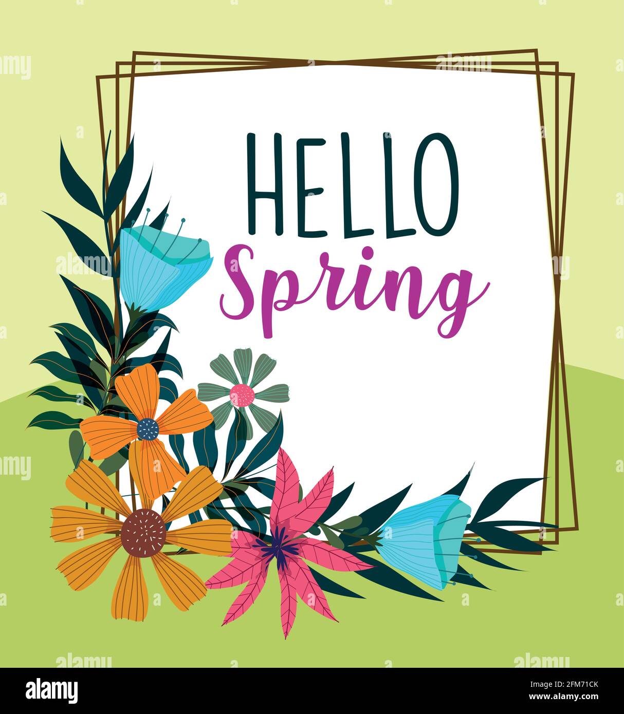 hello spring flowers nature poster Stock Vector Image & Art - Alamy